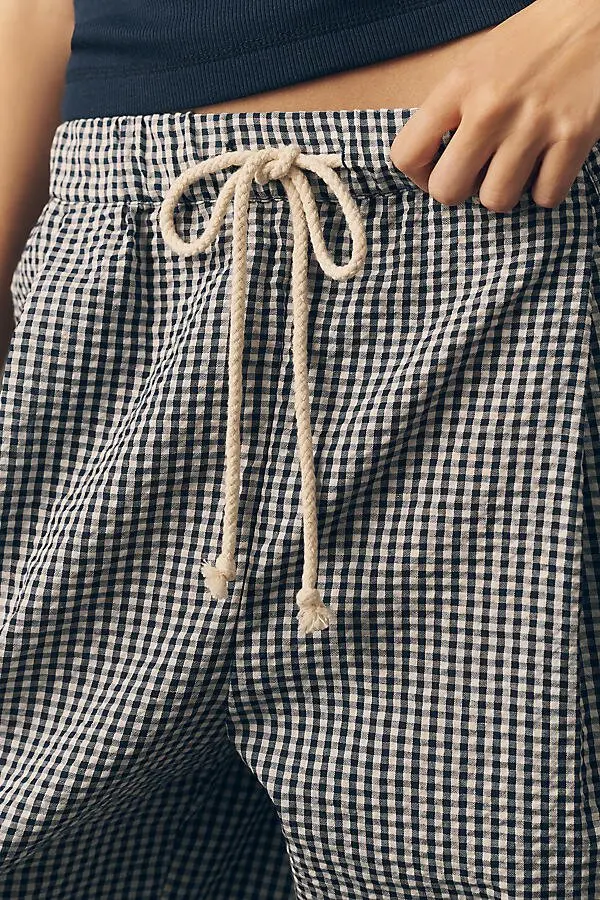 4OUR DREAMERS Gingham Wide Leg Drawstring Pants