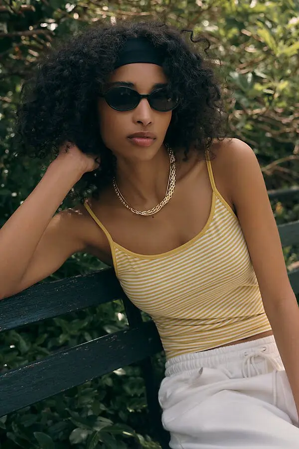 Anthropologie Surrey Strappy Scoop Tank Top - Calendula/snow White