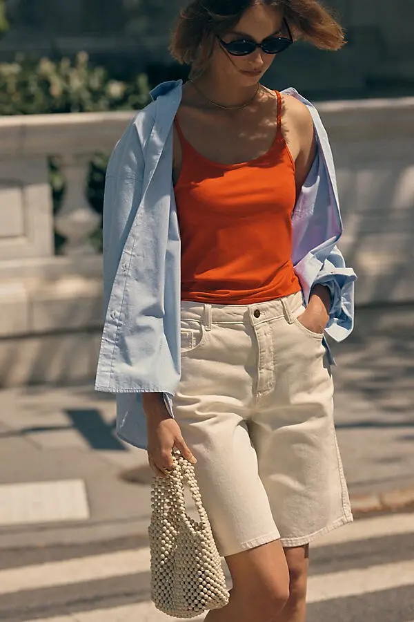 Anthropologie Surrey Strappy Scoop Neck Tank Top - Flame Scarlet