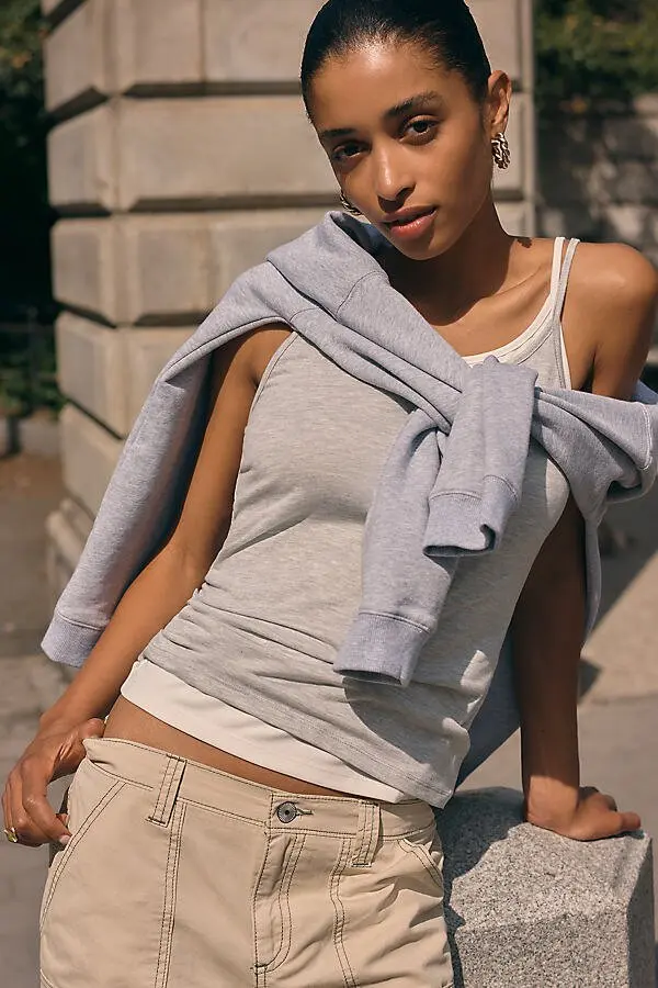 Anthropologie Surrey Strappy Scoop Tank Top - Heather Grey