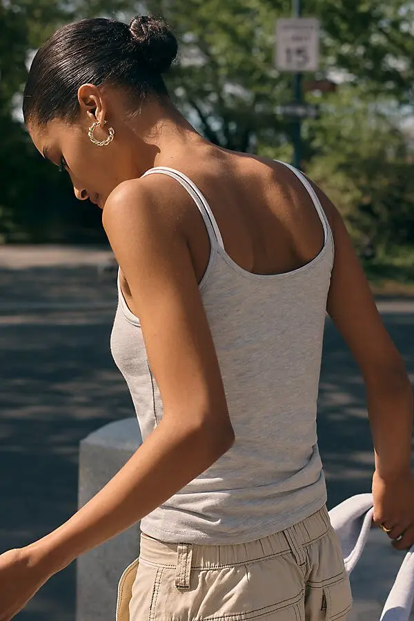 Anthropologie Surrey '90s Strappy Scoop Tank Top - Heather Grey