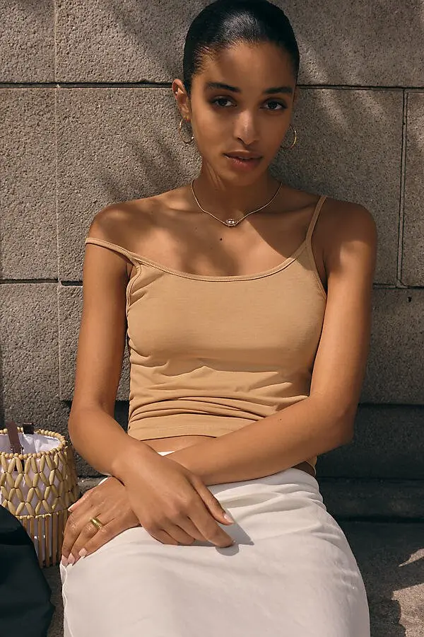 Anthropologie Surrey Strappy Scoop Tank Top - Iced Coffee