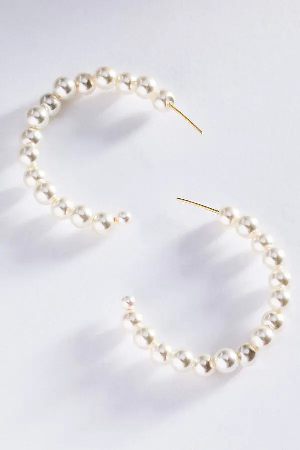 Anthropologie Small Hoop Earrings - Pearl