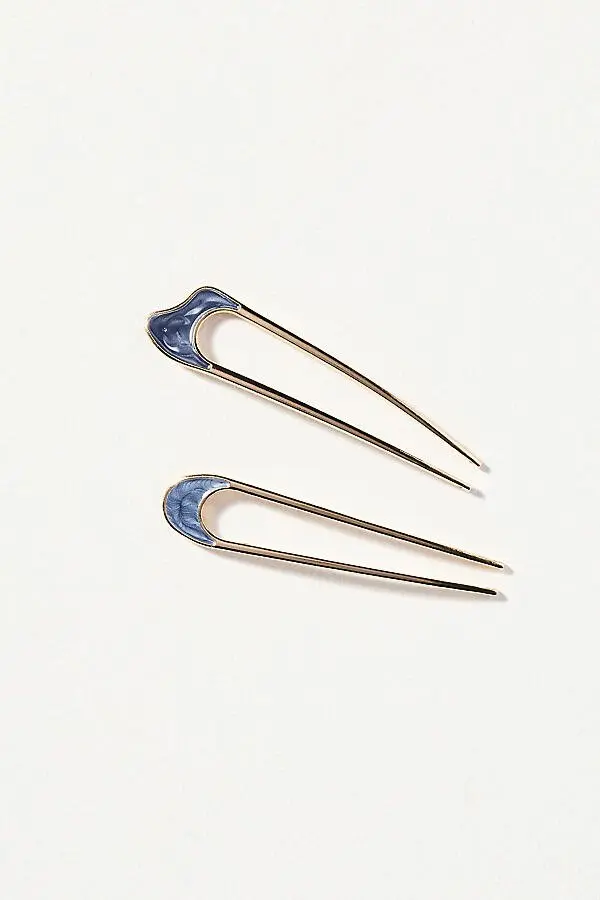 Anthropologie Mermaid Hair Pins, Set Of 2 - Slate