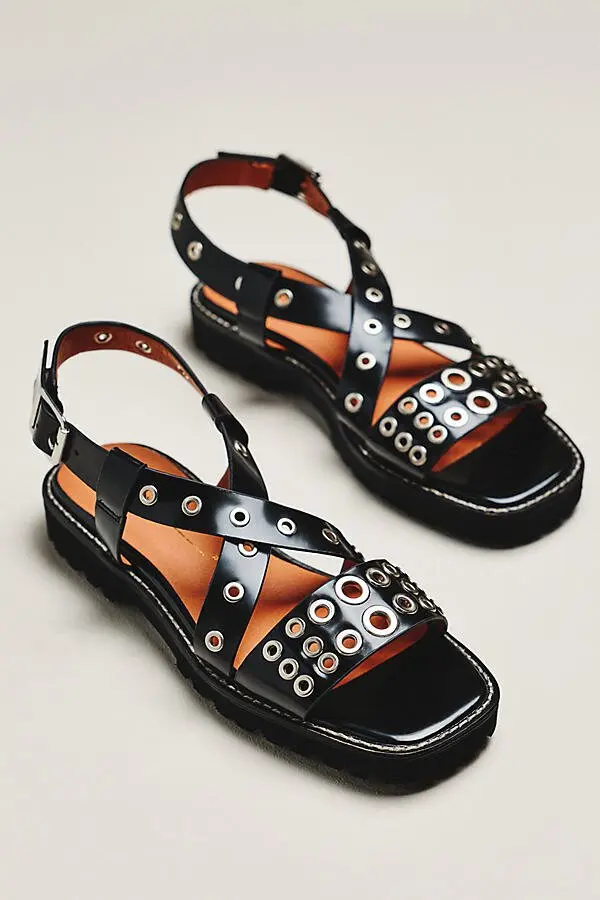 Intentionally Blank Zo Sandals With Grommet Detailing