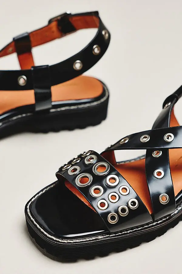 Intentionally Blank Zo Sandals With Grommet Detailing