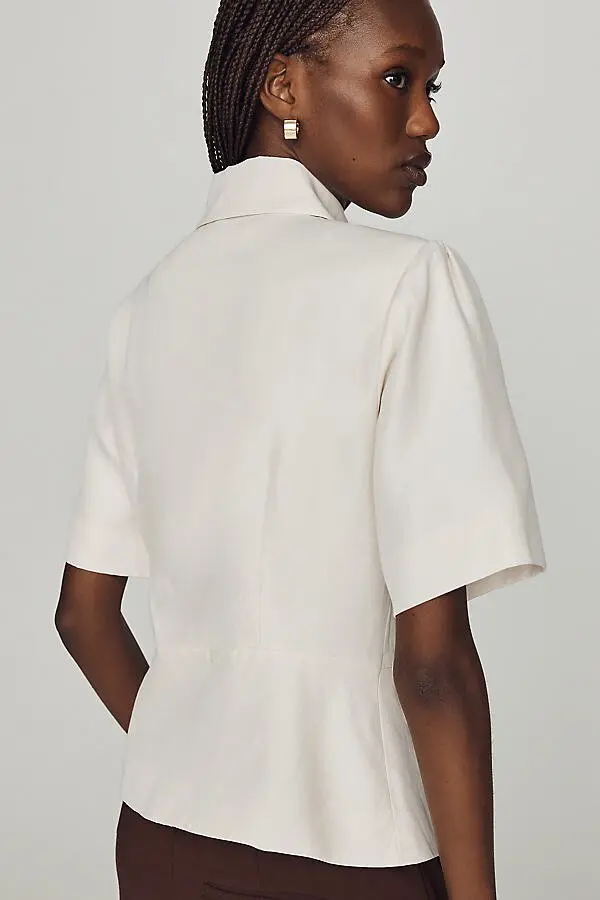 Maeve Tailored Short-sleeve Buttondown Top Jacket