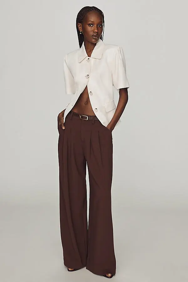 Maeve Tailored Short-sleeve Buttondown Top Jacket