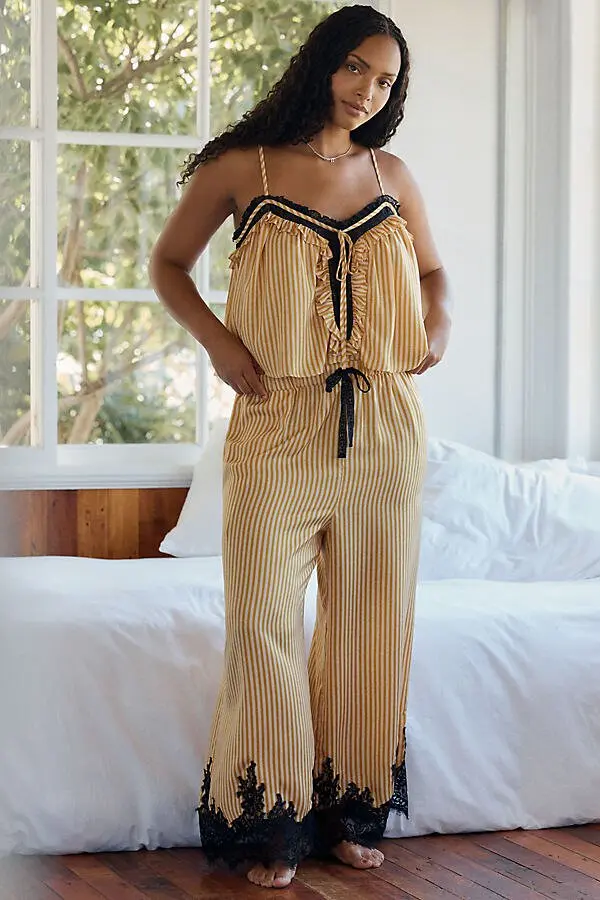 LYREBIRD Printed Silky Lace Pajama Pants