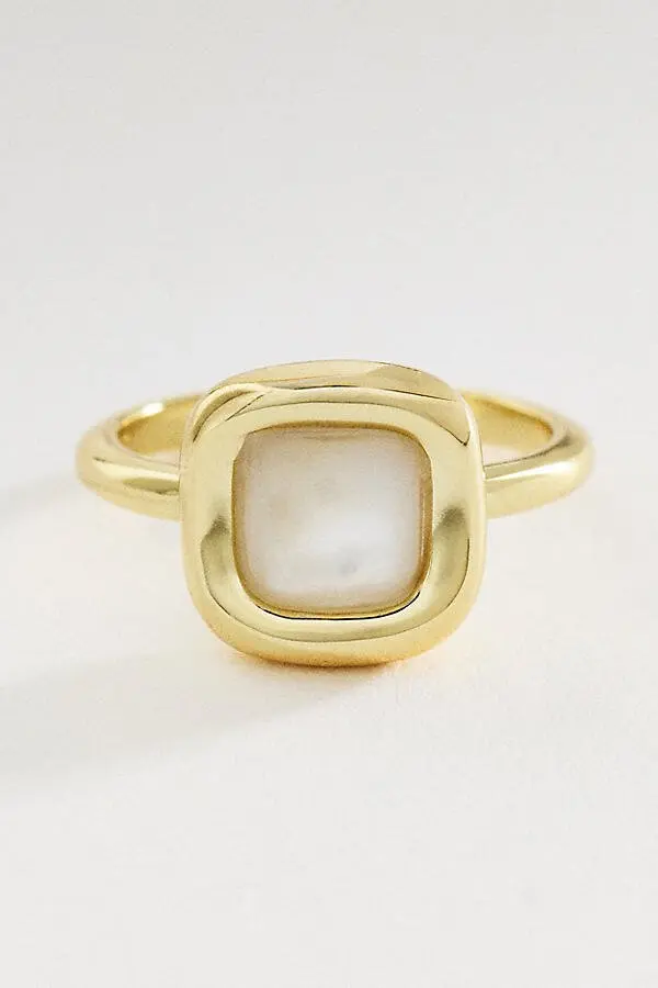 ANA LUISA Clara Ring In -plated Brass With Mother Of Pearl And Green Onyx - Gold