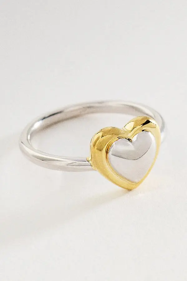 ANA LUISA Camelia Heart Rg - Gold & Silver