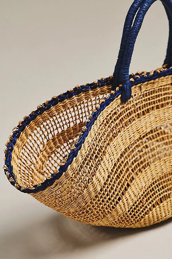 Anthropologie Raffia Straw Basket Bag