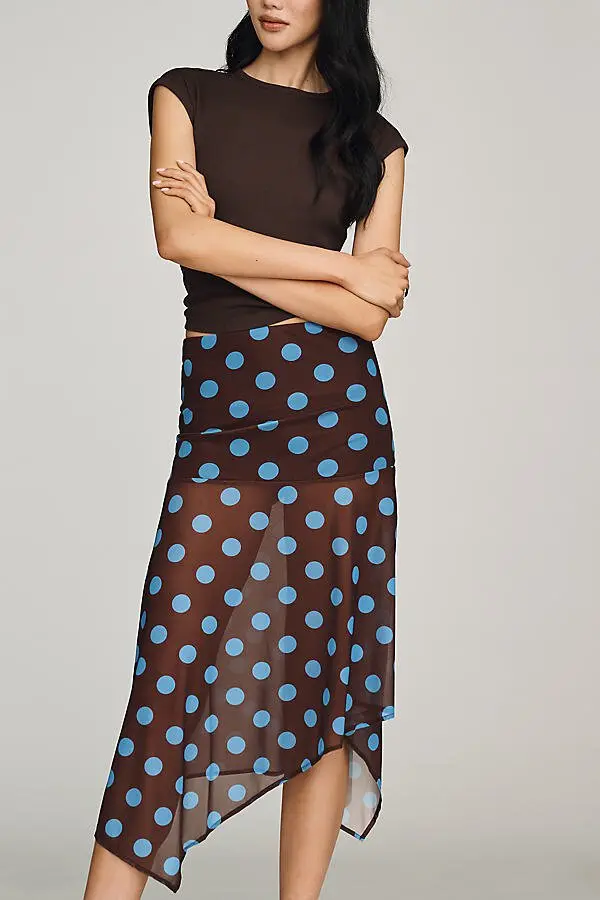 FIND ME NOW Printed Mesh Midi Skirt