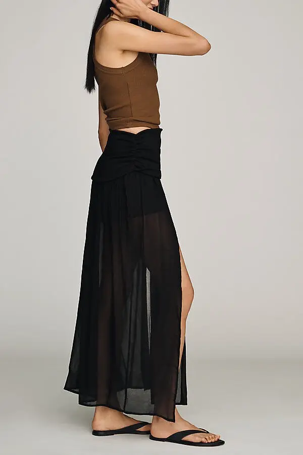 Anthropologie Sheer Knit Midi Skirt