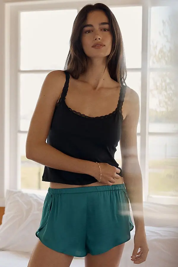 LYREBIRD Silky Tap Shorts - Teal Green