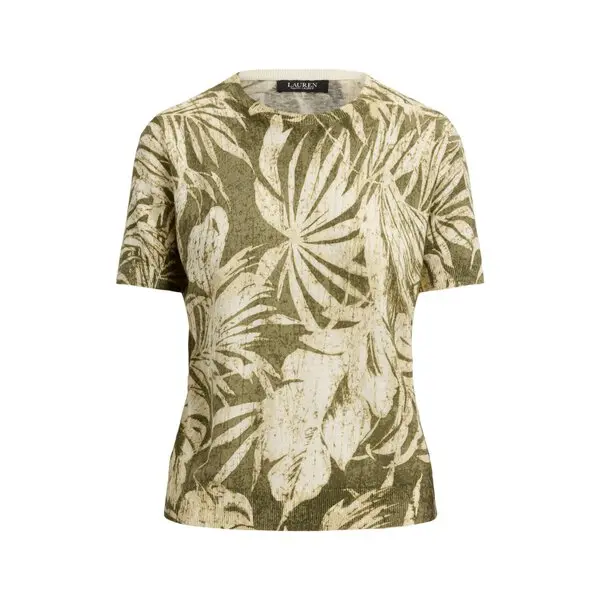Ralph Lauren Short Sleeve Palm Frond Knit Sweater