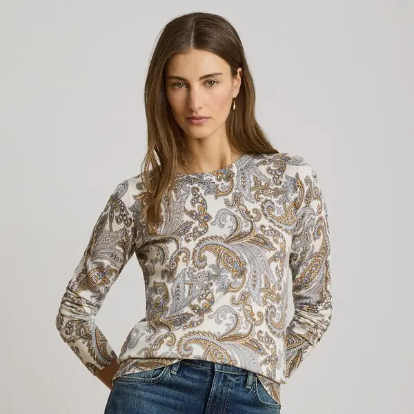 Ralph Lauren Paisley Cotton-modal Crewneck Sweater