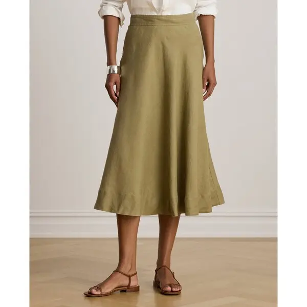 Ralph Lauren Linen A-line Midi Skirt