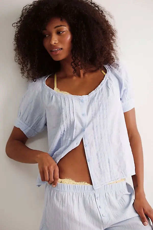 Free People On Repeat Lounge Top - Blue Finch