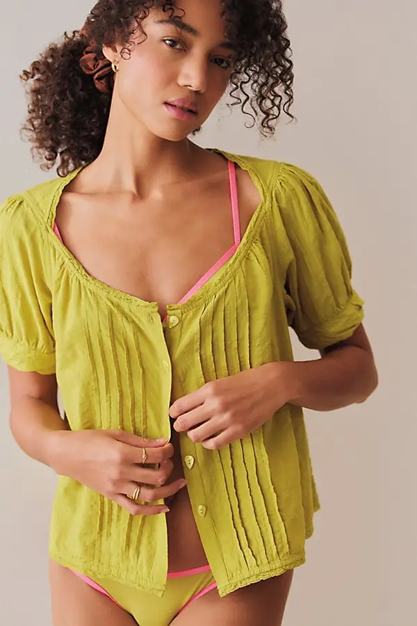 Free People On Repeat Lounge Top - Warm Olive