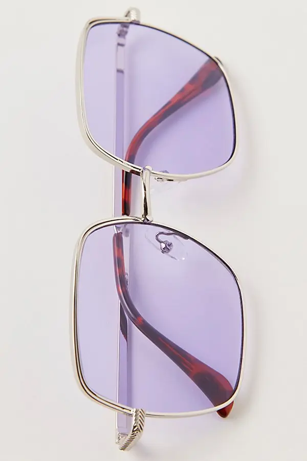 Free People Lacie Oversize Square Sunglasses - Silver/grape Soda