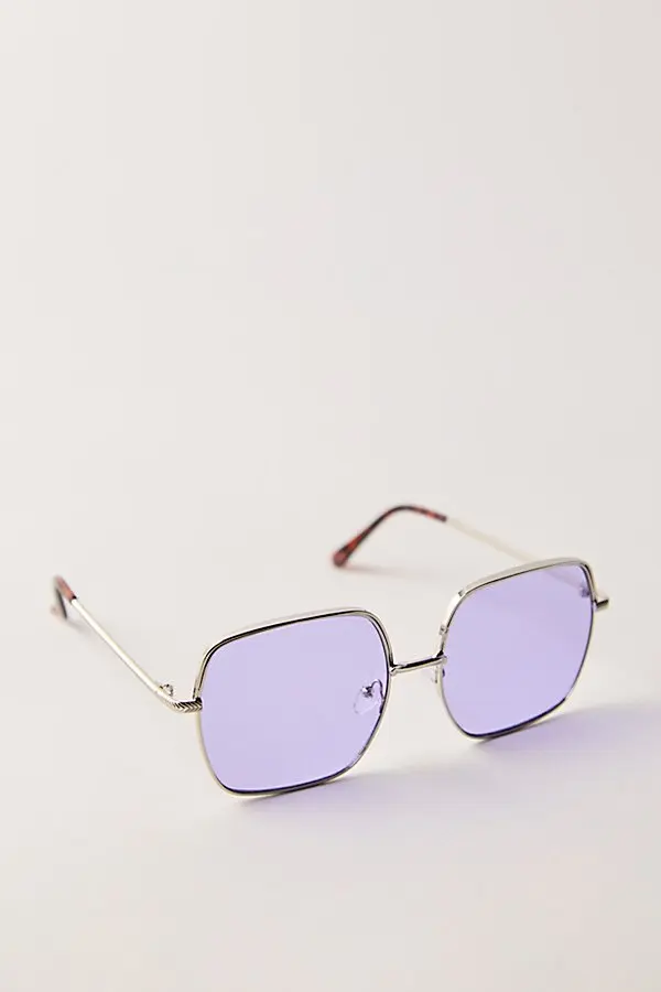 Free People Lacie Oversize Square Sunglasses - Silver/grape Soda