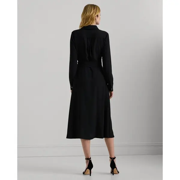 lauren ralph lauren surplice georgette midi dress Ralph Lauren Surplice Georgette Midi Dress - Black