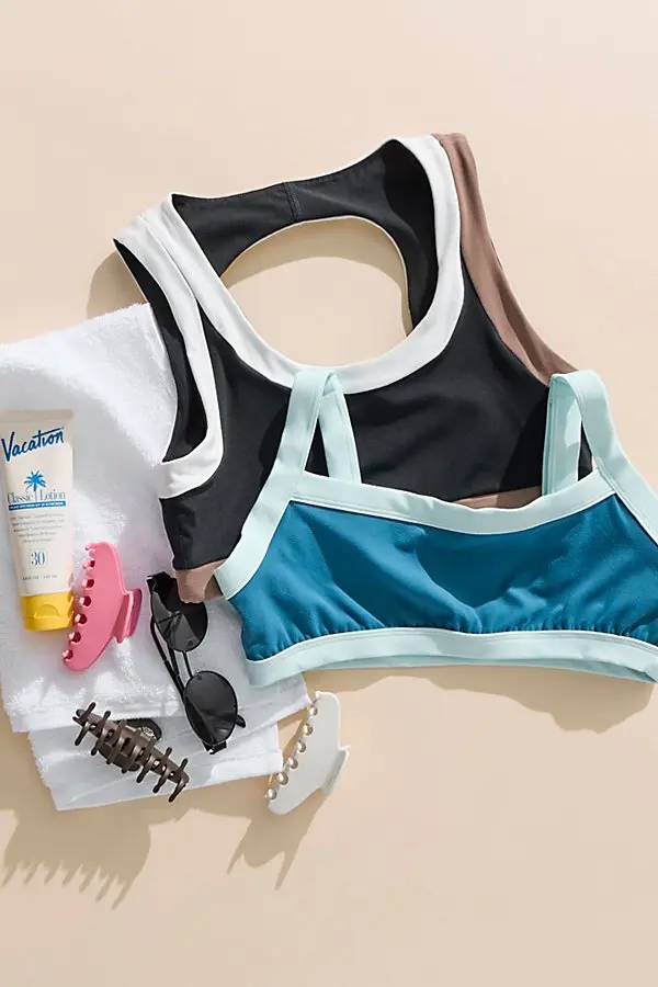 Free People Never Better Colorblock Mini Bra - Riptide And Frosty