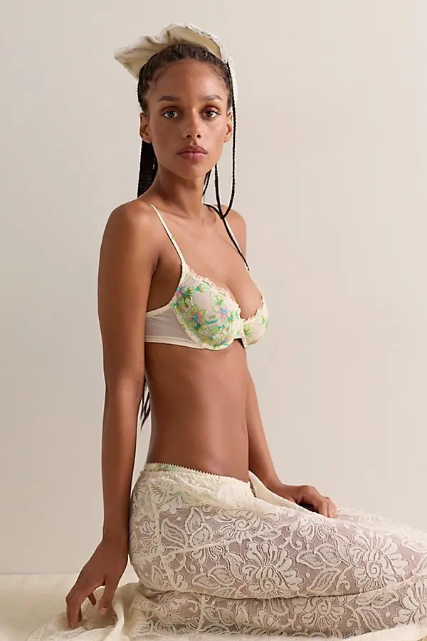 Free People Printed Lace Underwire Bra - Floral Tea Combo