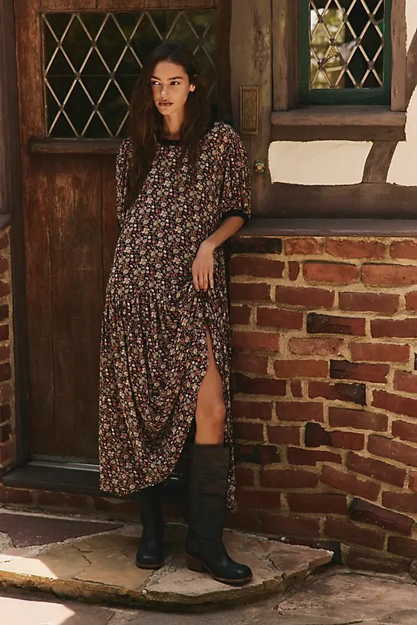 Free People Courtside Crush Maxi Dress - Black Combo