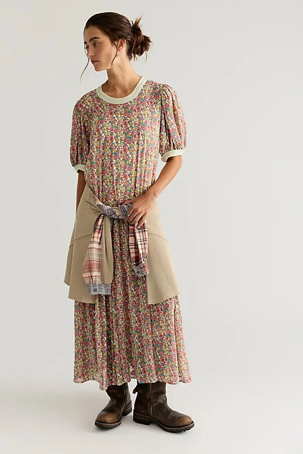 Free People Courtside Crush Maxi Dress - Ivory Combo