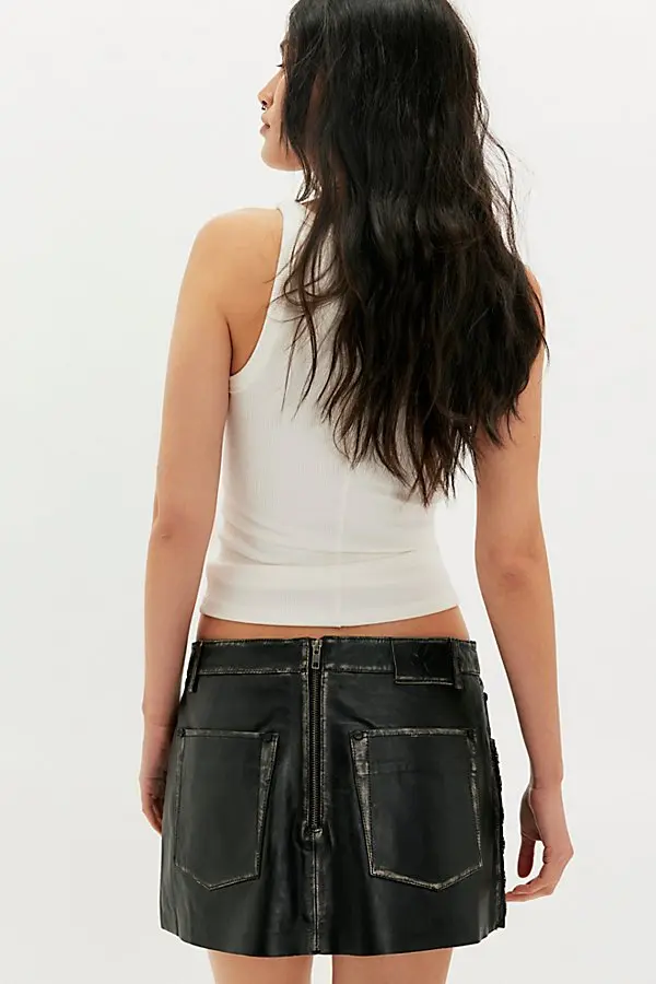 ONETEASPOON Axel Low Waist Studded Leather Skirt