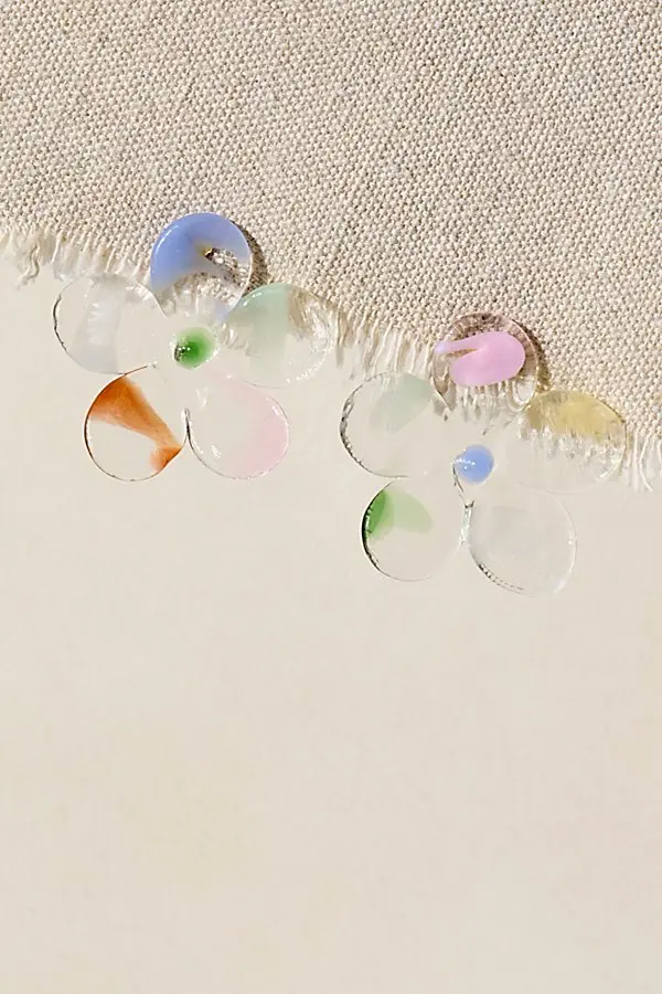 LEVENS JEWELS Levens X Flower Earrings - Sky Blue