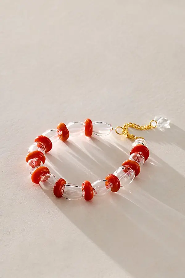 LEVENS JEWELS Levens X Beaded Anklet - Red/clear