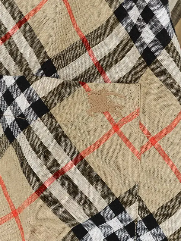 Burberry Linen Shirt With Check Print