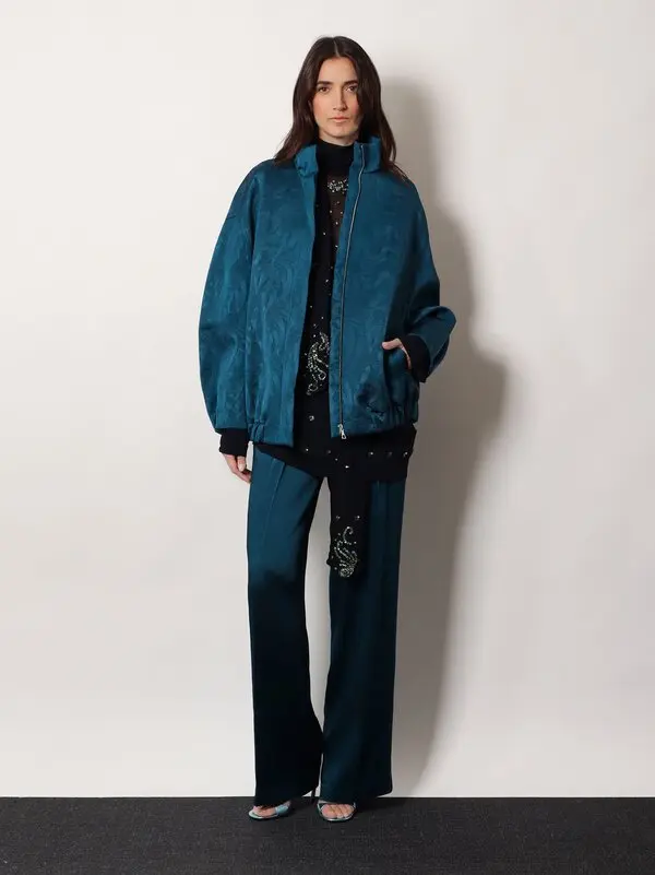 Dries Van Noten Portias Satin Wide Leg Trousers