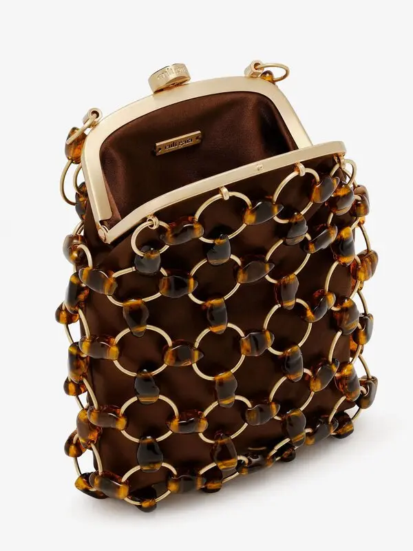 Cult Gaia Brielle Pearl Detail Wristlet Handbag - Brown