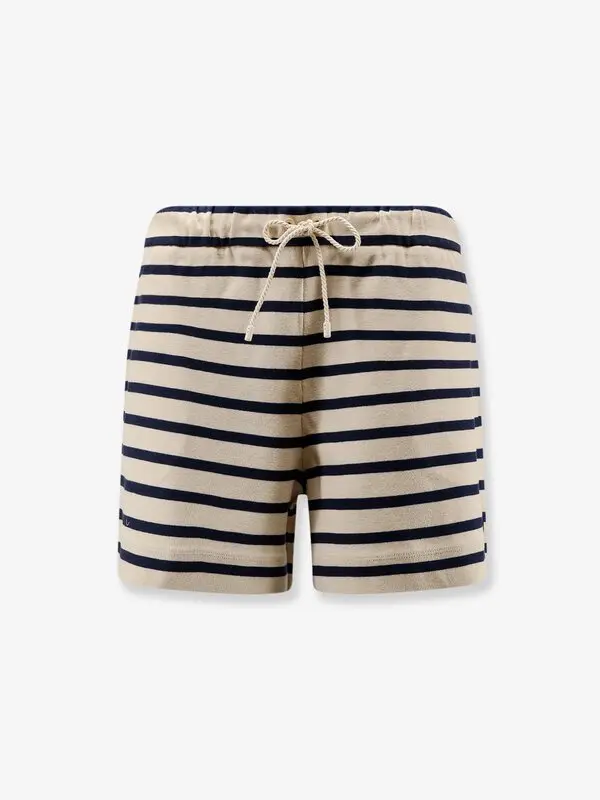 Moncler Cotton Striped Drawstring Shorts - Beige
