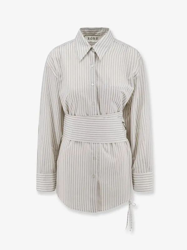 RÓHE Striped Silk And Cotton Blend Shirt With Removable Belt