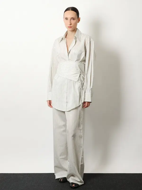 RÓHE Striped Silk And Cotton Blend Shirt With Removable Belt