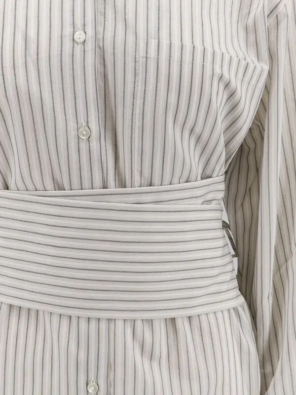 RÓHE Striped Silk And Cotton Blend Shirt With Removable Belt