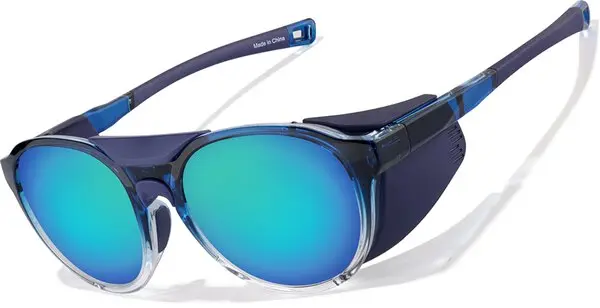 Zenni Full Rim Plastic Round Frame Eyeglasses With Removable Shields And Strap - Blue