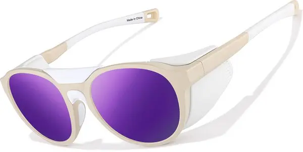 Zenni Full Rim Plastic Round Frame Eyeglasses With Removable Shields And Strap - Cream