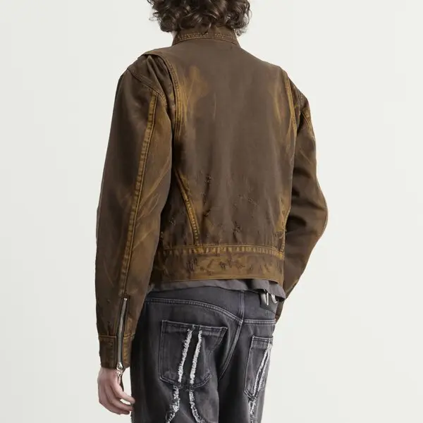 THUG CLUB Distressed Cotton Jacket With Fireman Buckles