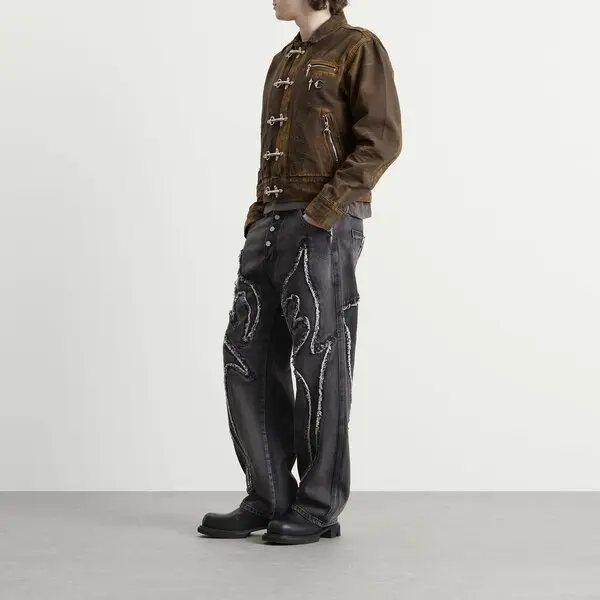 THUG CLUB Distressed Cotton Jacket With Fireman Buckles