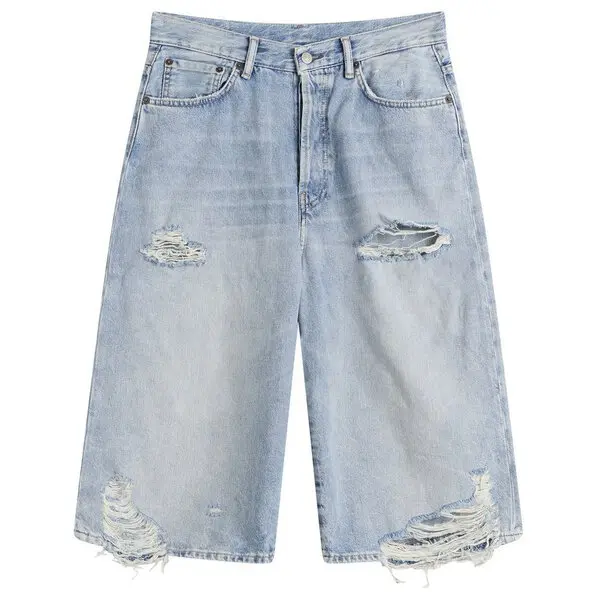 Acne Studios Judda Distressed Denim Shorts - Light Blue