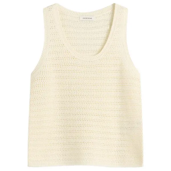 ANINE BING Arie Textured Knit Tank Top - Ivory