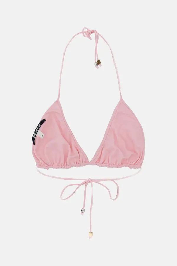 Jacquemus Pink Satin Bikini Top