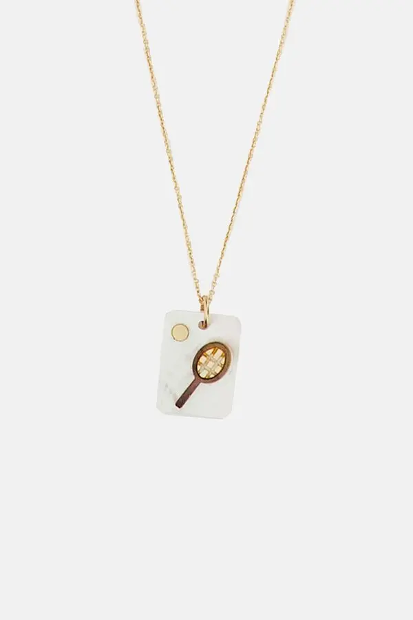 ALIITA 9kt Yellow Tennis Necklace With Mother-of-pearl - Gold