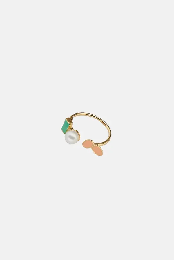 ALIITA Floral Petal Ring With Pearl And Citrine - Rosa